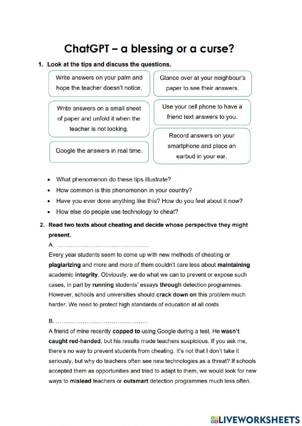 ChatGPT - a ble… | Free Interactive Worksheets | 7482145