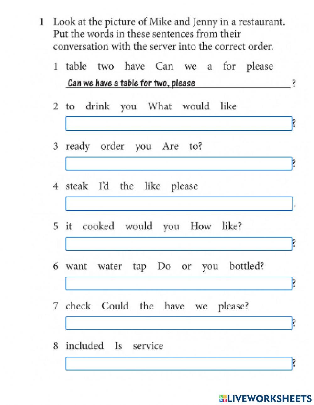 Would like | Free Interactive Worksheets | 7084069