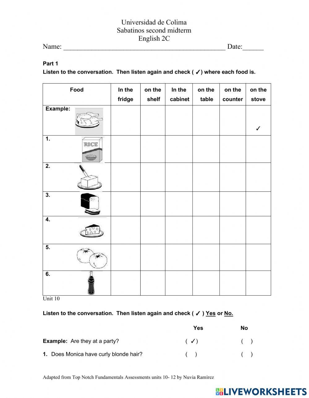 Second midterm exam online exercise for | Live Worksheets