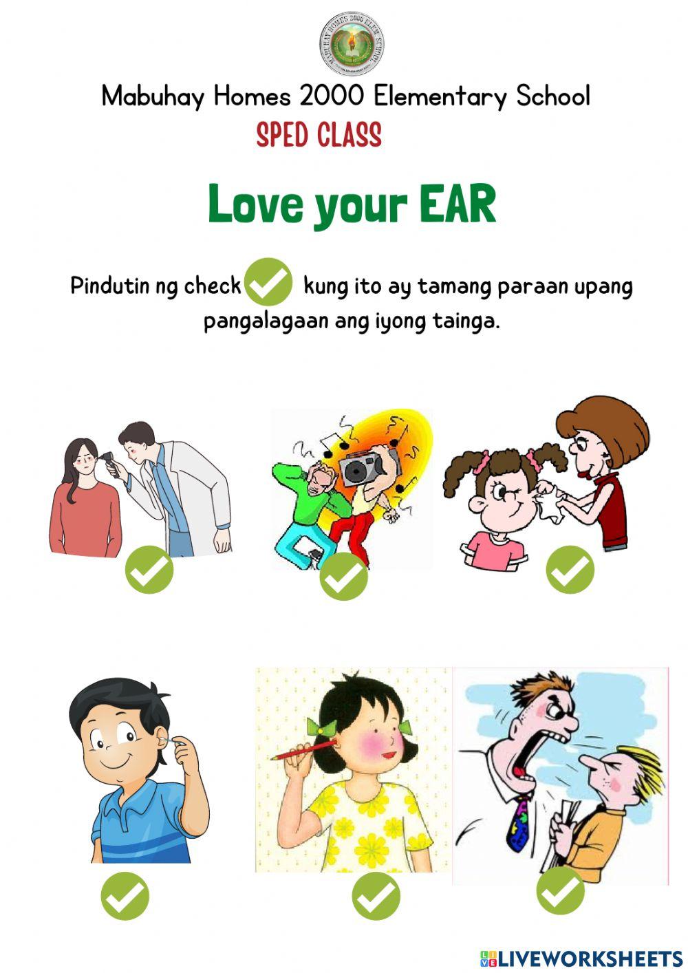 How to take care of your ear online exercise for | Live Worksheets