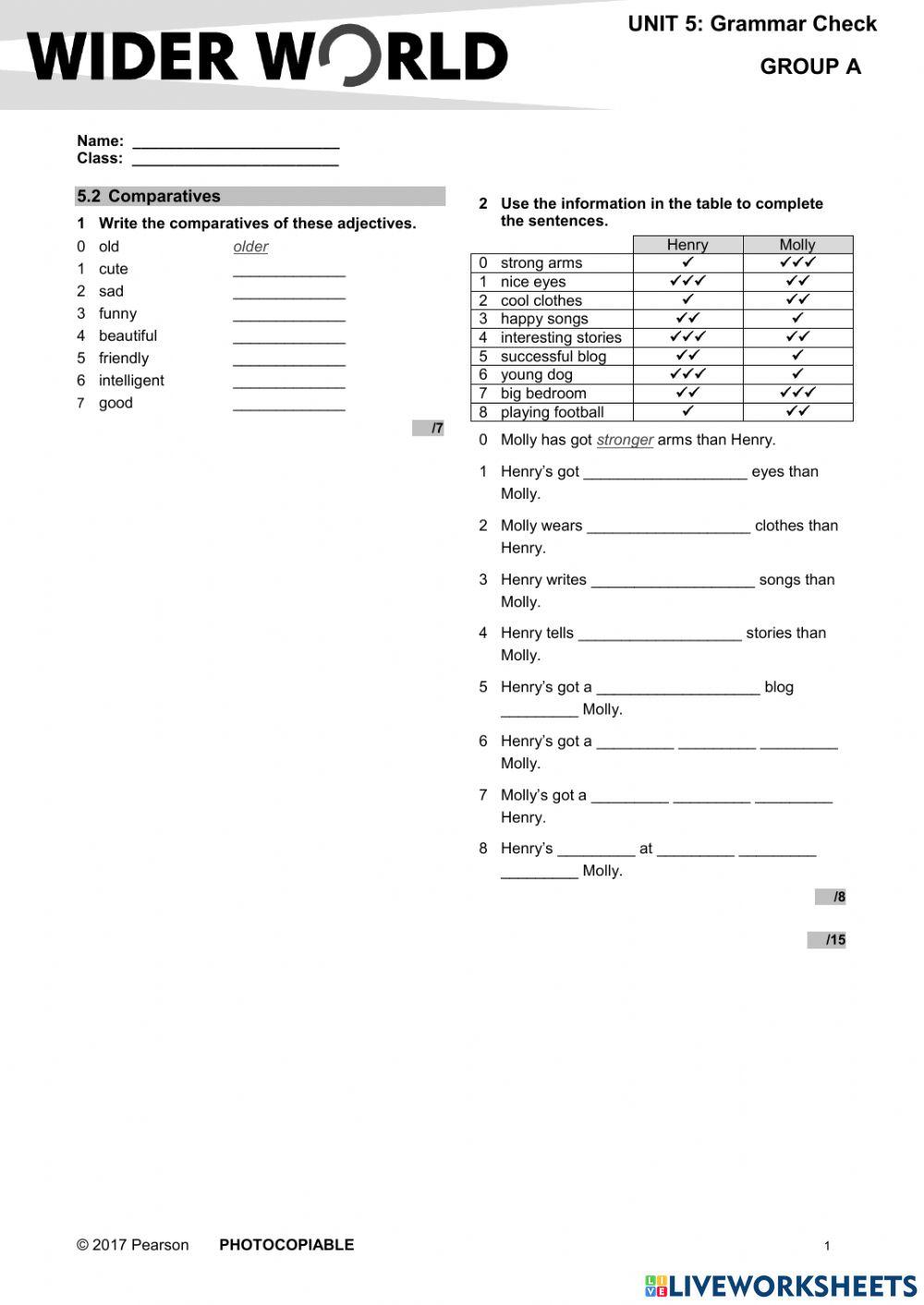 Wider World 1 c… | Free Interactive Worksheets | 6943863