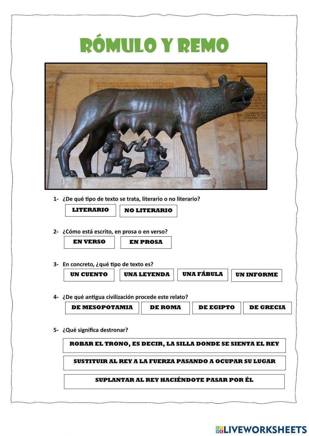 7014735 | Rómulo y remo | superali | LiveWorksheets