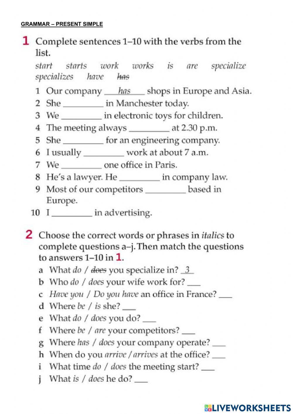 Business Englis… | Free Interactive Worksheets | 7112650