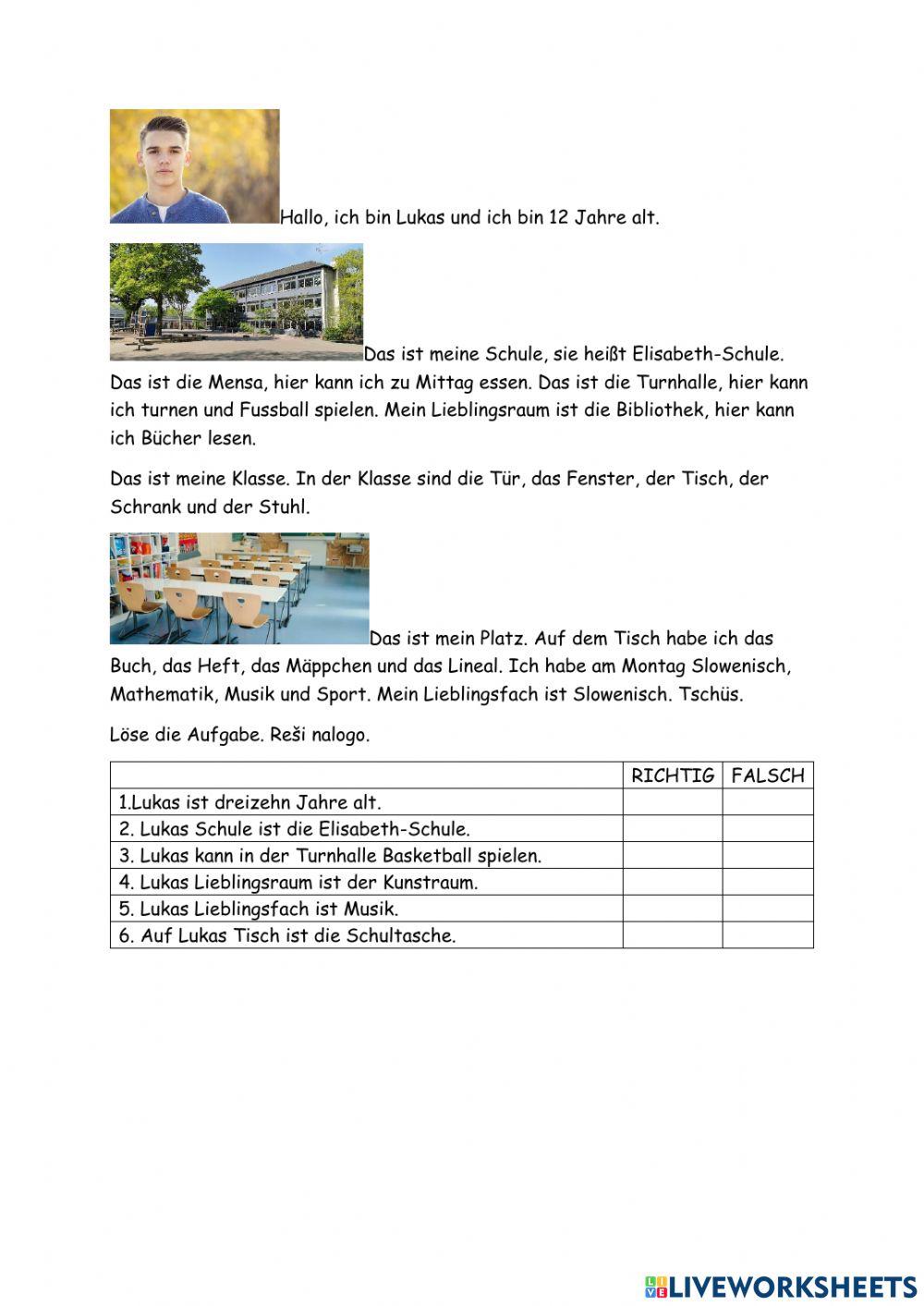 Meine Schule online exercise for | Live Worksheets