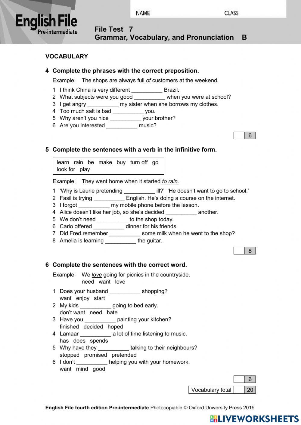 ENGLISH FILE UN… | Free Interactive Worksheets | 6943746