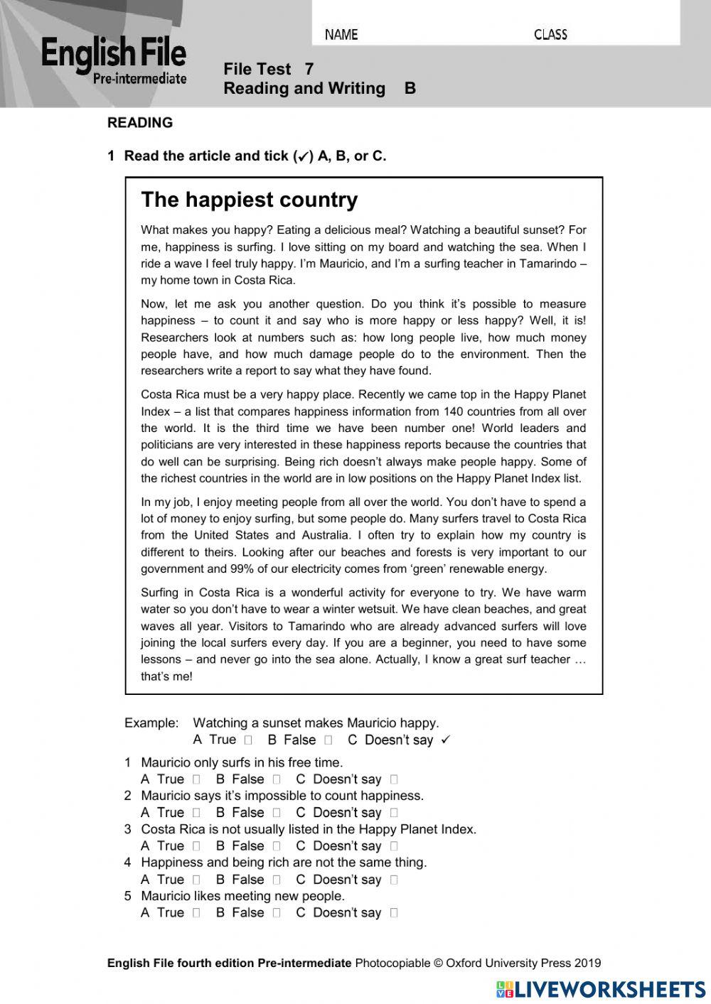 ENGLISH FILE UN… | Free Interactive Worksheets | 6943746