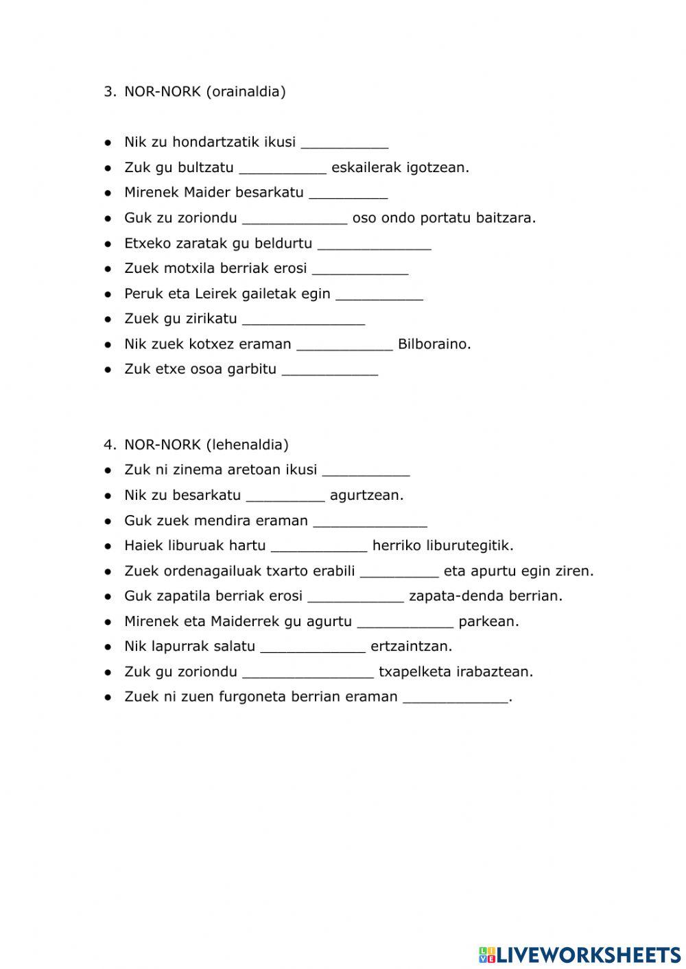 Nork-nori-nork … | Free Interactive Worksheets | 7009123