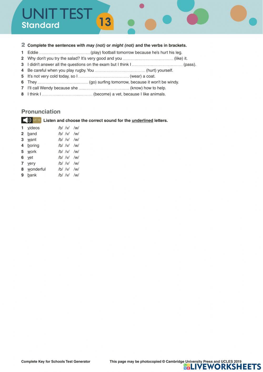 KFS-Test13S worksheet | Live Worksheets