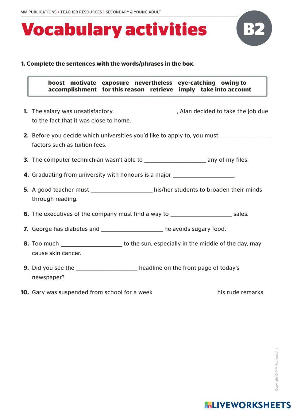 B2 grammar and vocab 6999134 | Ildikó Kristóf