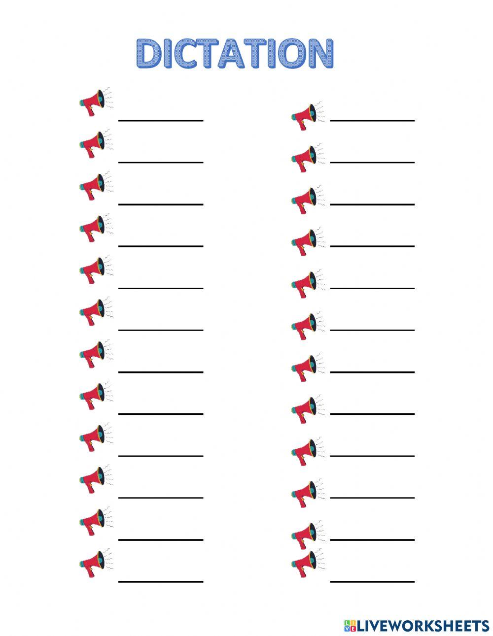 Dictation | Free Interactive Worksheets | 7002833