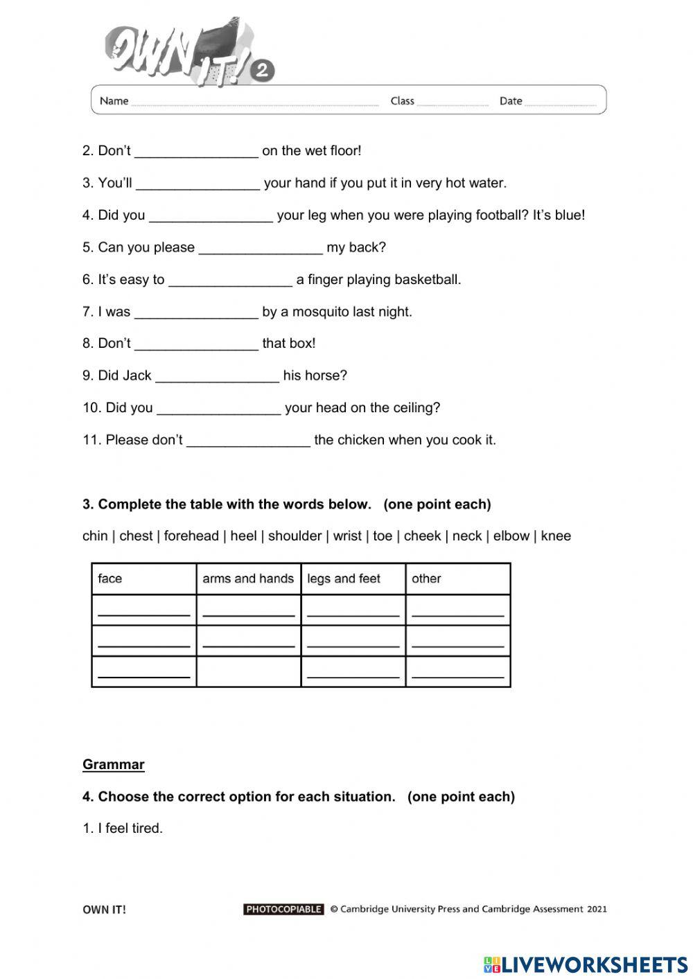 Own it 2 Test U… | Free Interactive Worksheets | 6941548