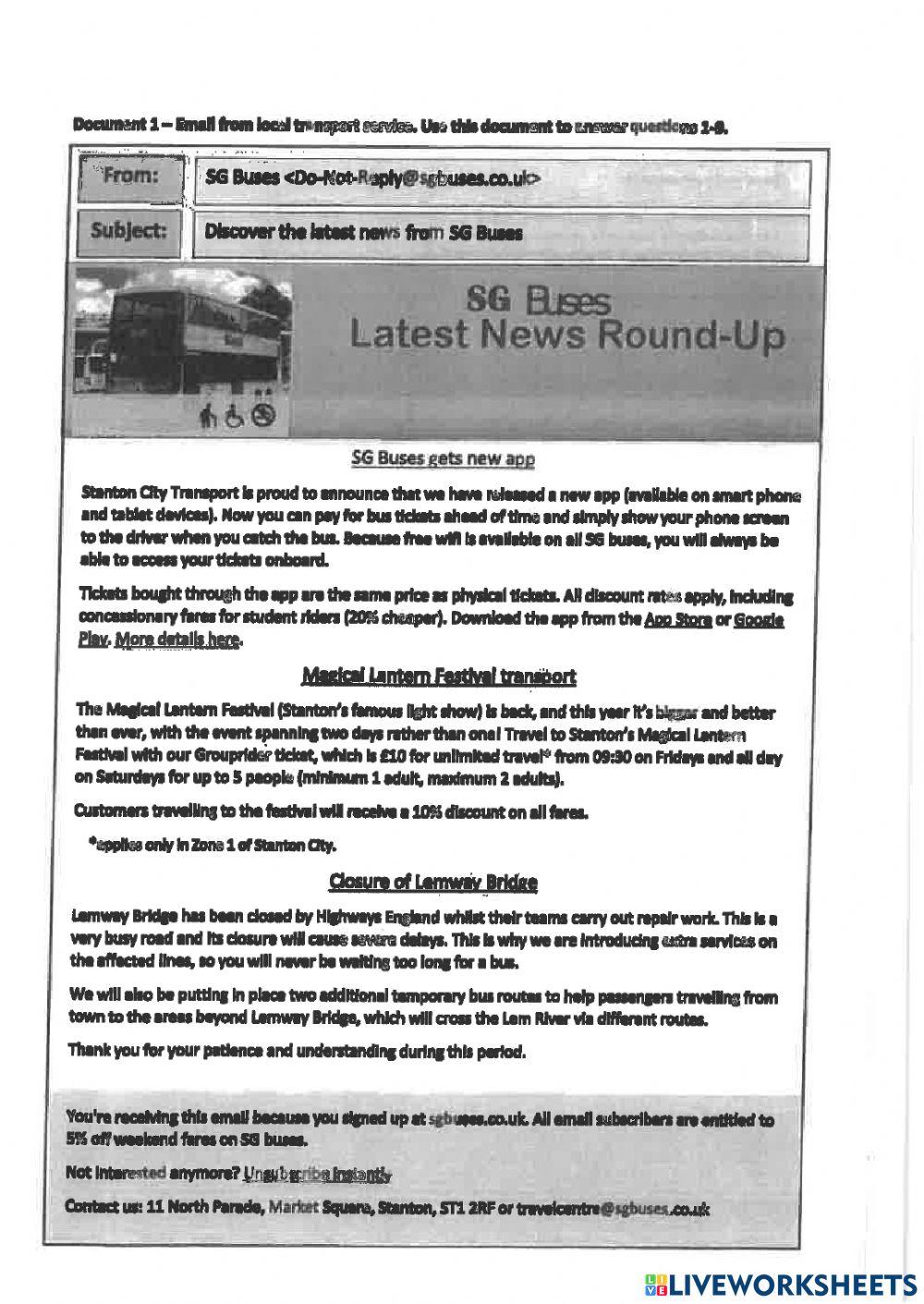 Reading Level 1- Transport online exercise for | Live Worksheets