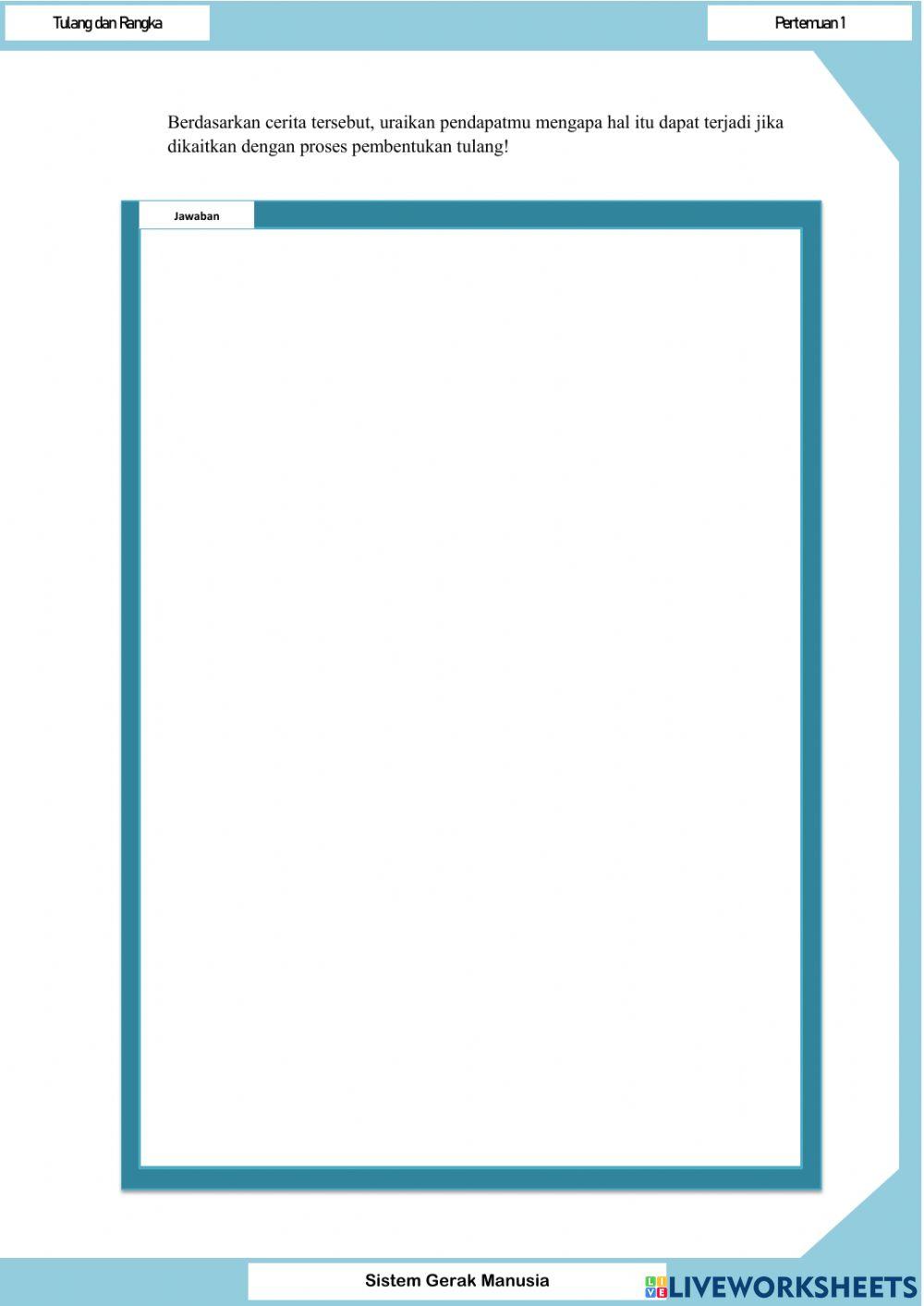 Tulang dan rangka online activity | Live Worksheets