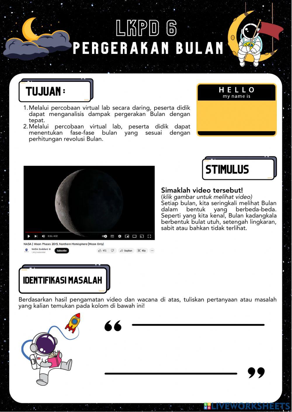 LKPD 6 : Fase Bulan Kelas VII (IPA Semester 2) online exercise for ...
