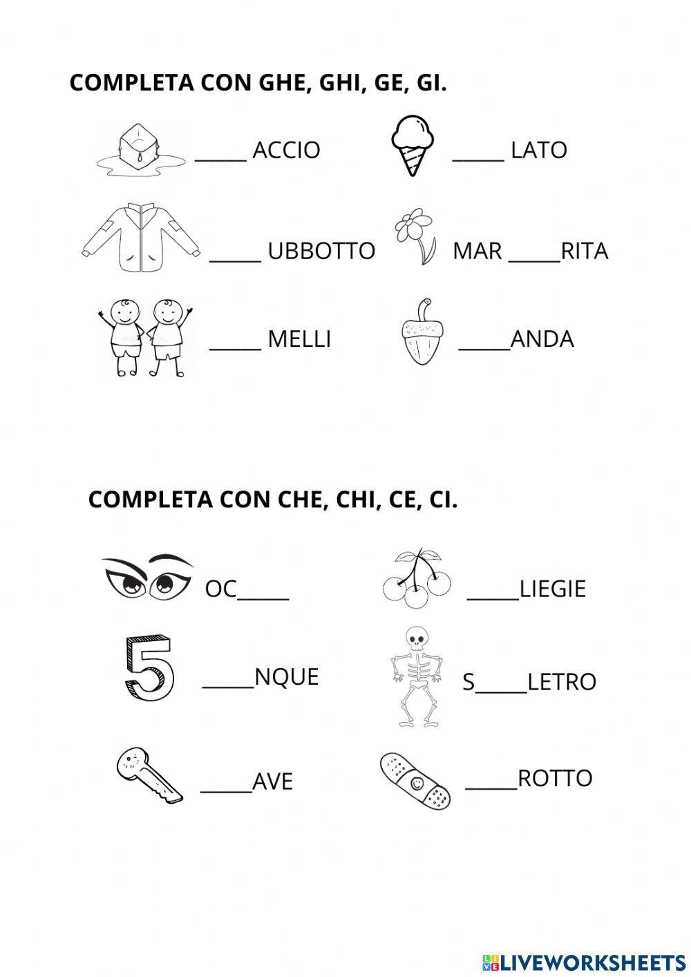 Che-chi, ce-ci,… | Free Interactive Worksheets | 7002560