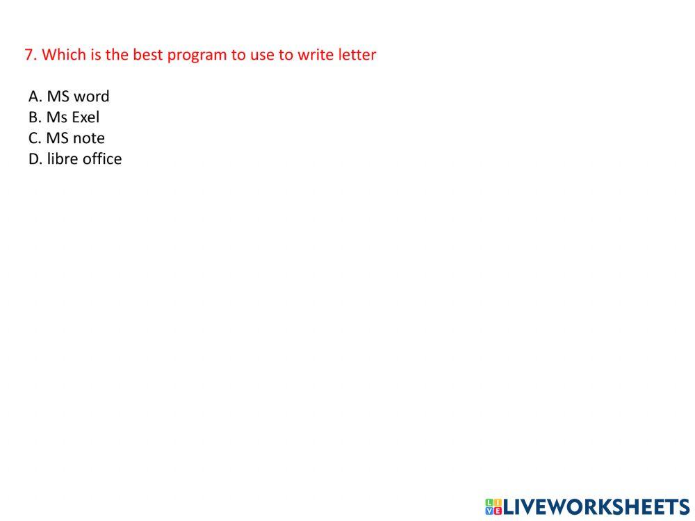Basic Ict activity | Live Worksheets