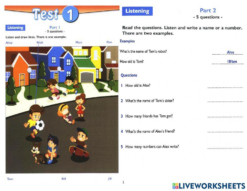 Succeed Starters - Listening - Test1 online exercise for Starters ...