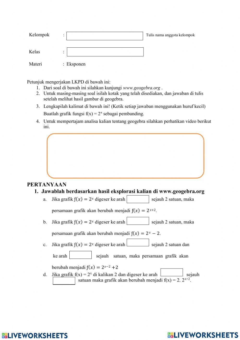 Eksponen free worksheet | Live Worksheets