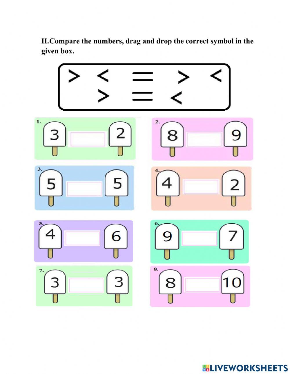 Greater, lesser worksheet | Live Worksheets