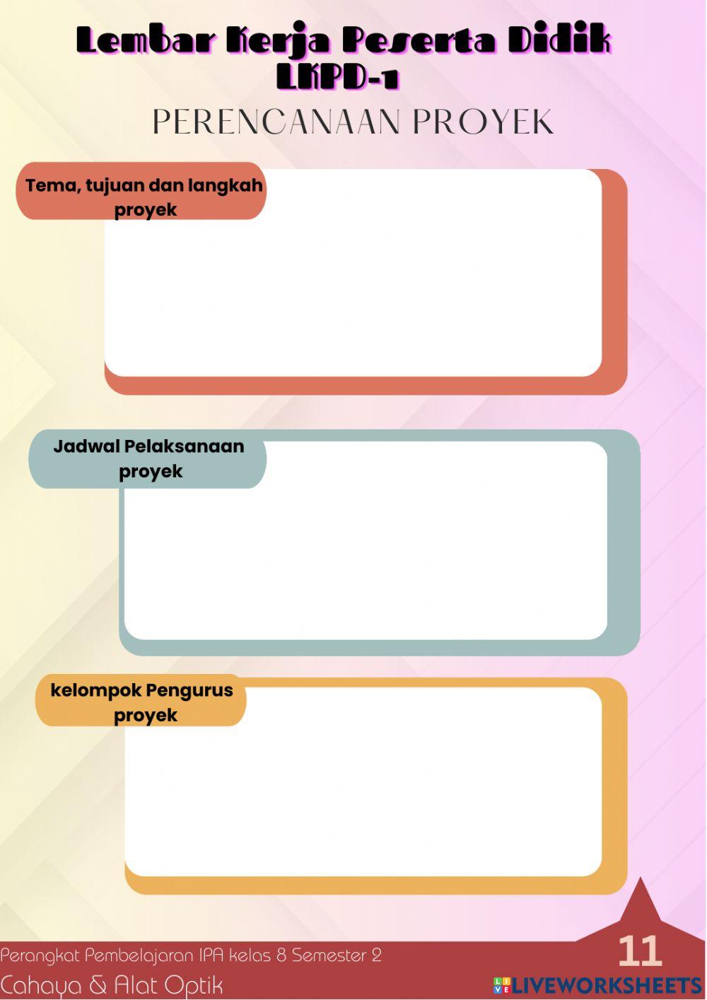 LKPD 1 perencanaan proyek online exercise for | Live Worksheets