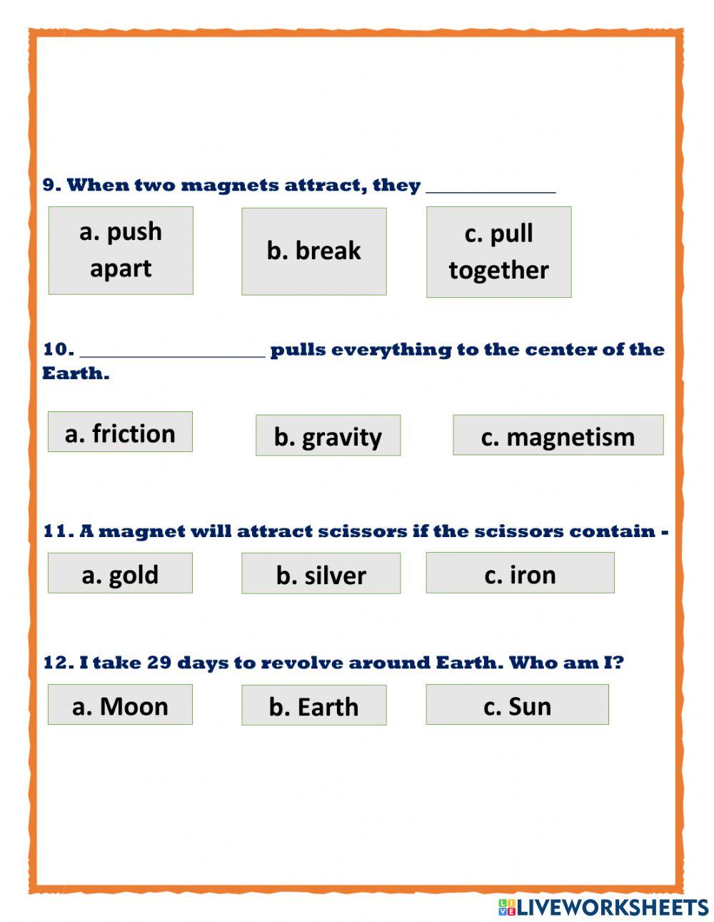 Science Quiz Worksheet - Level 3 7005128 | ShahanaRauf