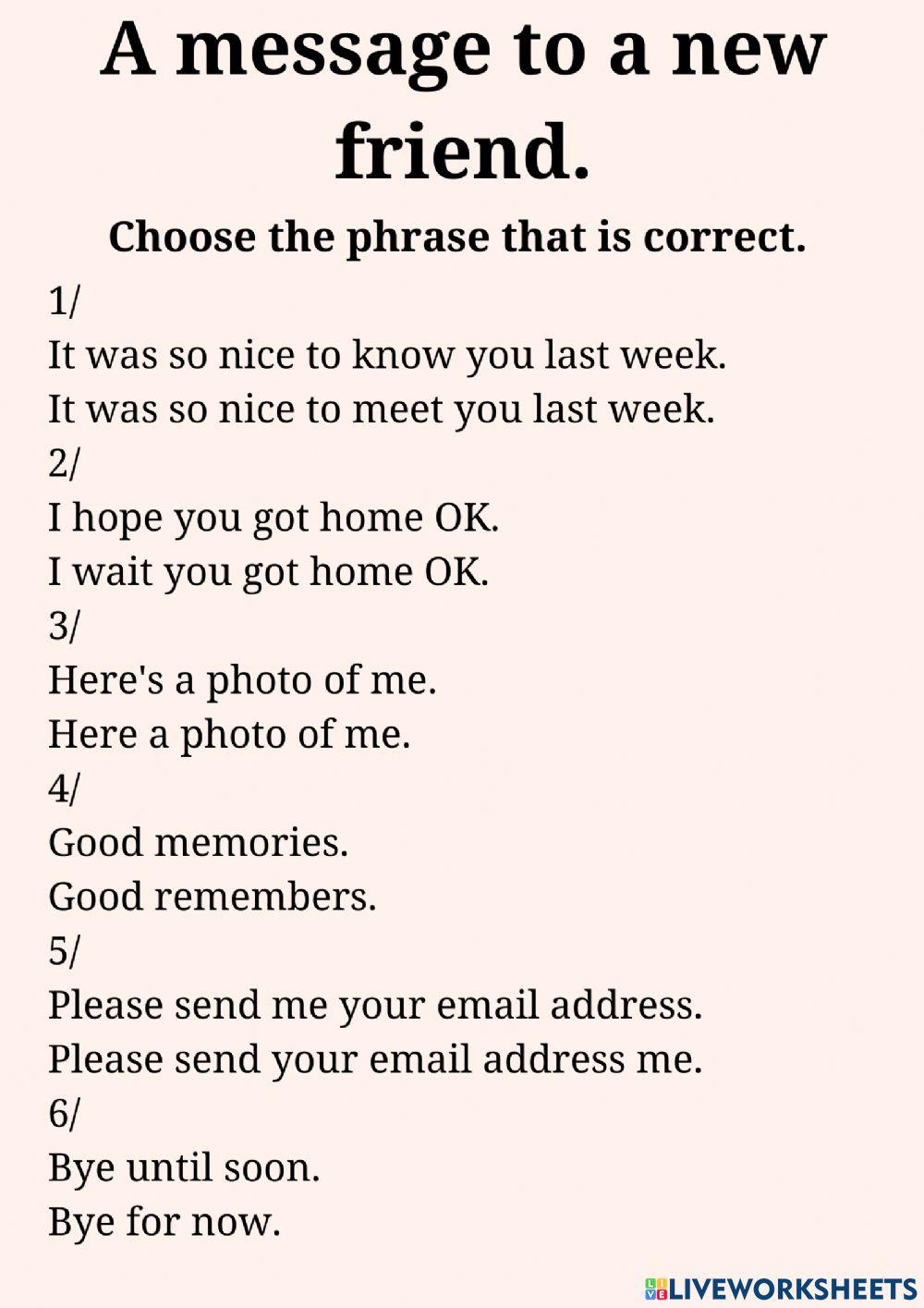 A message to a new friend – preparation | chouchou123