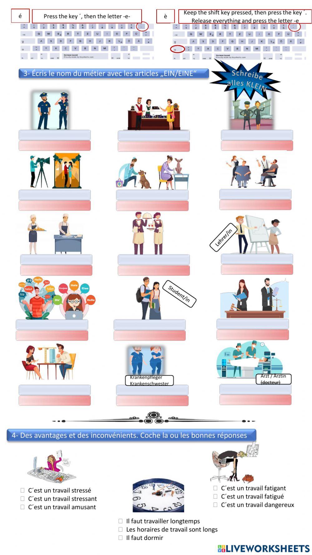 Révisions les métiers online exercise for | Live Worksheets