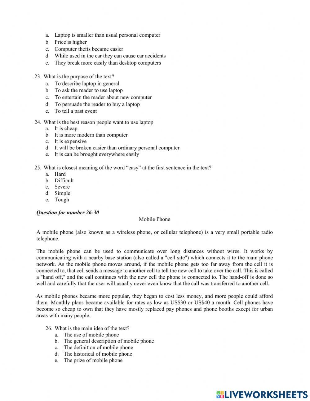 PAT Sastra Inggris worksheet | Live Worksheets