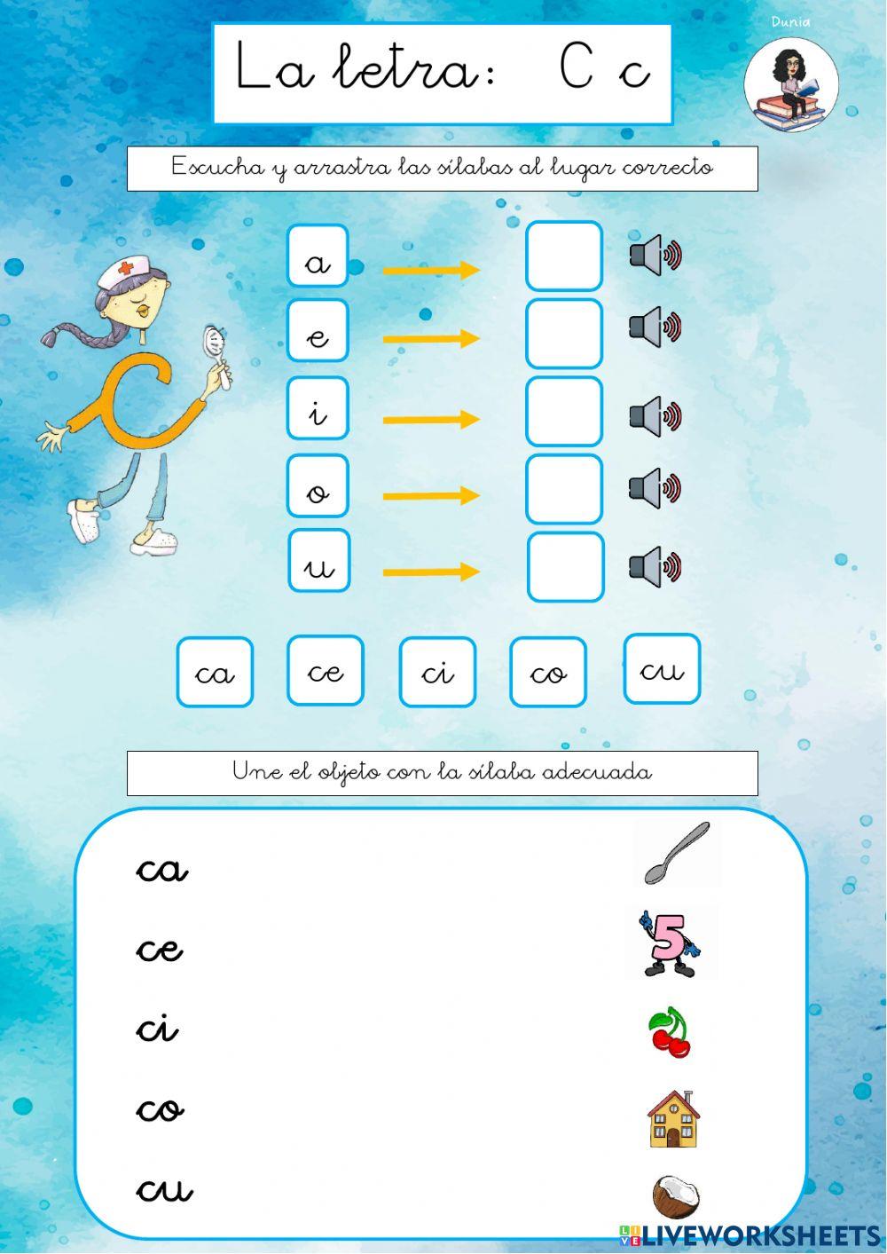 Letra c | LiveWorksheets | 7003739