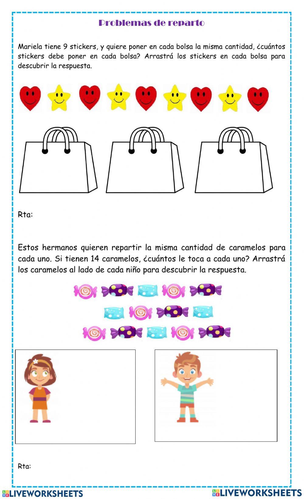 Reparto iguales | LiveWorksheets | 7090907