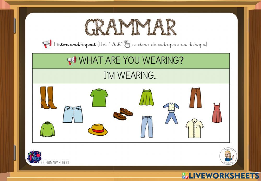 I'm wearing... worksheet for Grade 1 | Live Worksheets