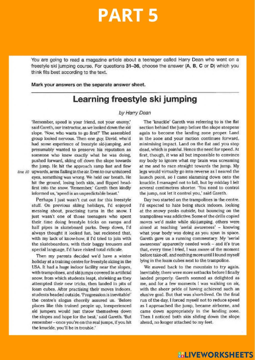 Third term B1 reading part 5-6 online exercise for | Live Worksheets