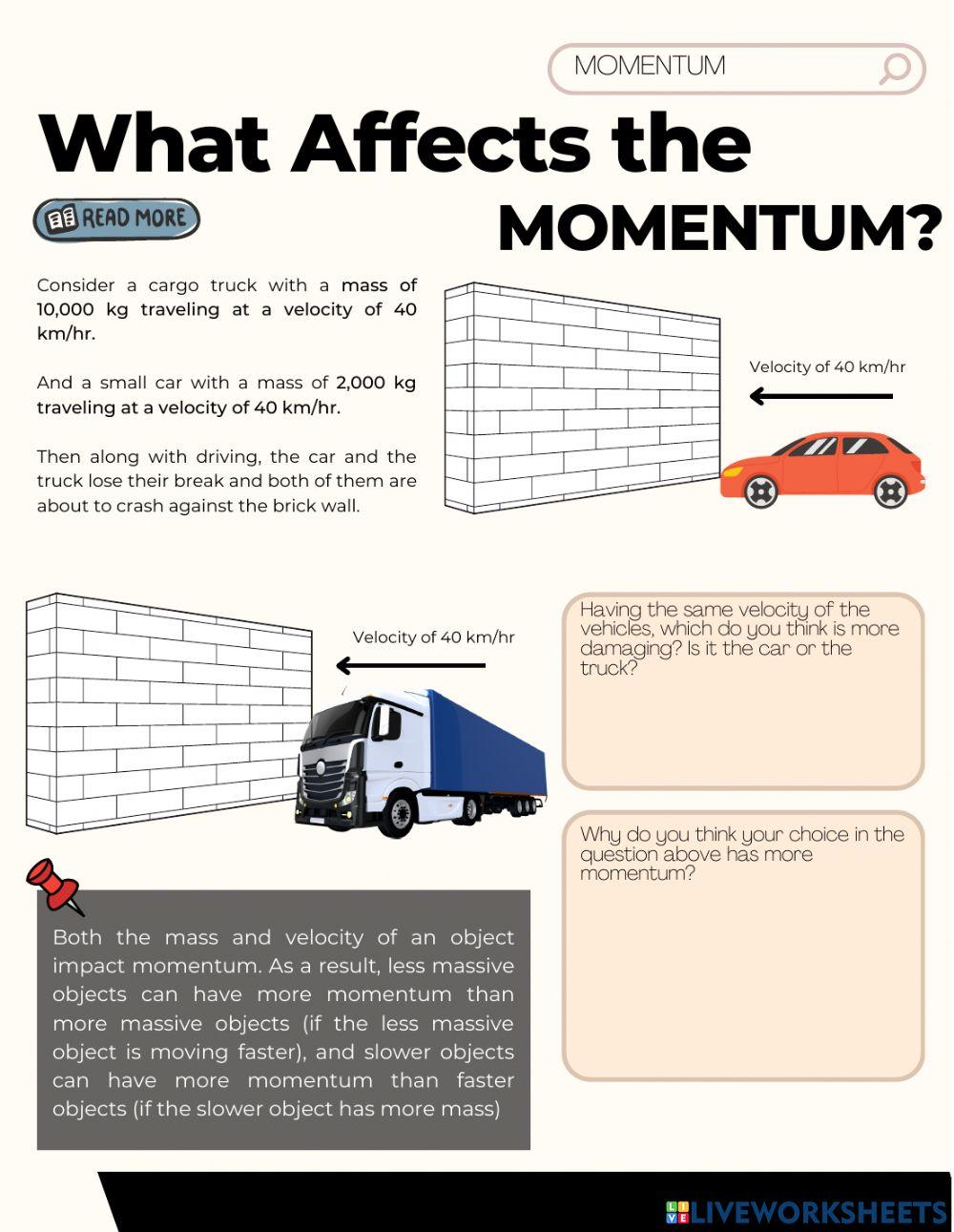 More About Momentum online exercise for | Live Worksheets