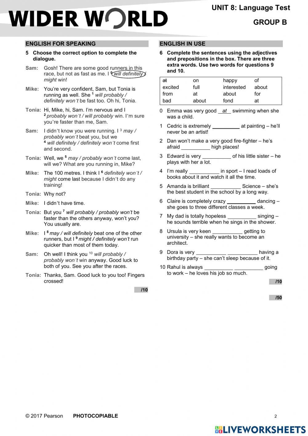 Use of English-U8 online exercise for | Live Worksheets