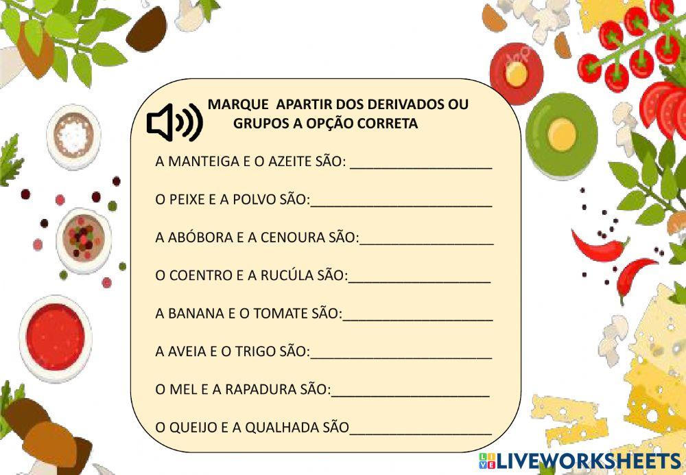 Generos alimentícios worksheet | Live Worksheets