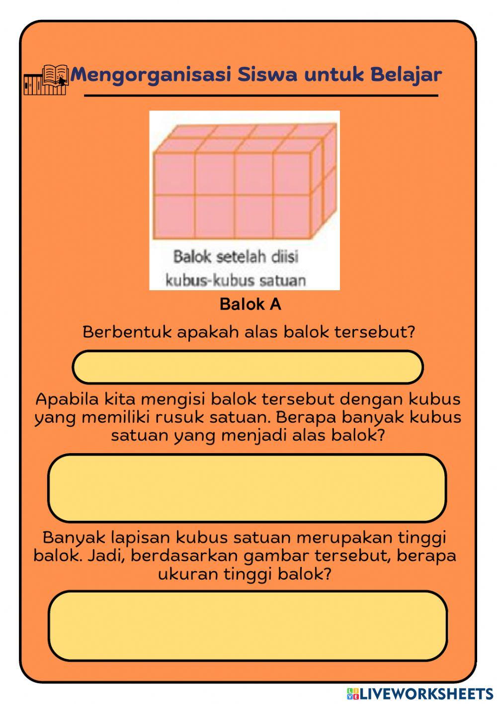 Volume Balok interactive activity for 8 | Live Worksheets