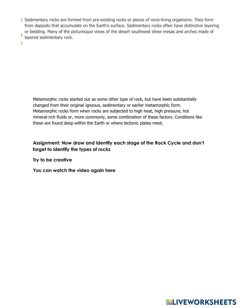 ROCK CYCLE online exercise for | Live Worksheets