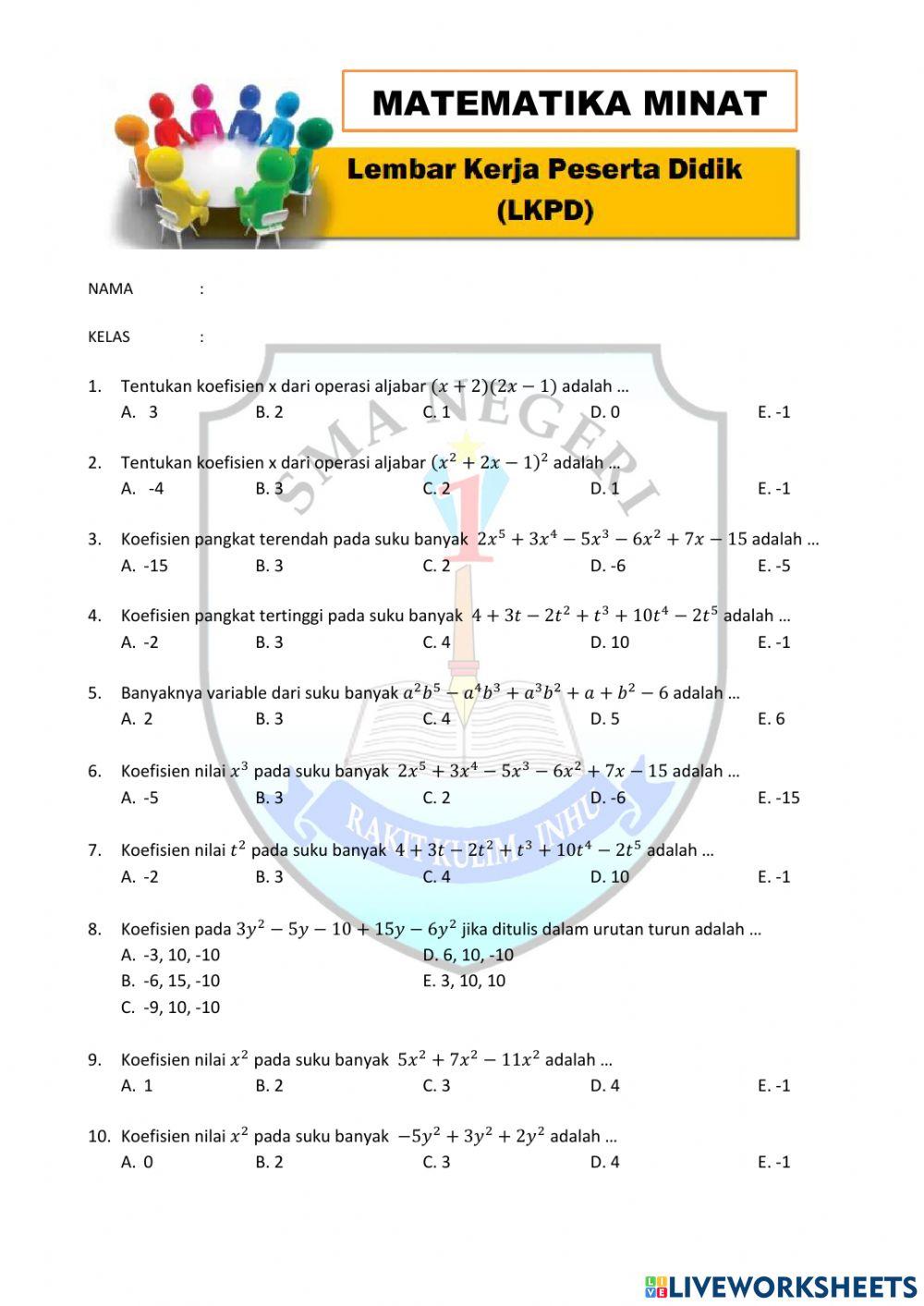 Matematika online exercise for 11 | Live Worksheets
