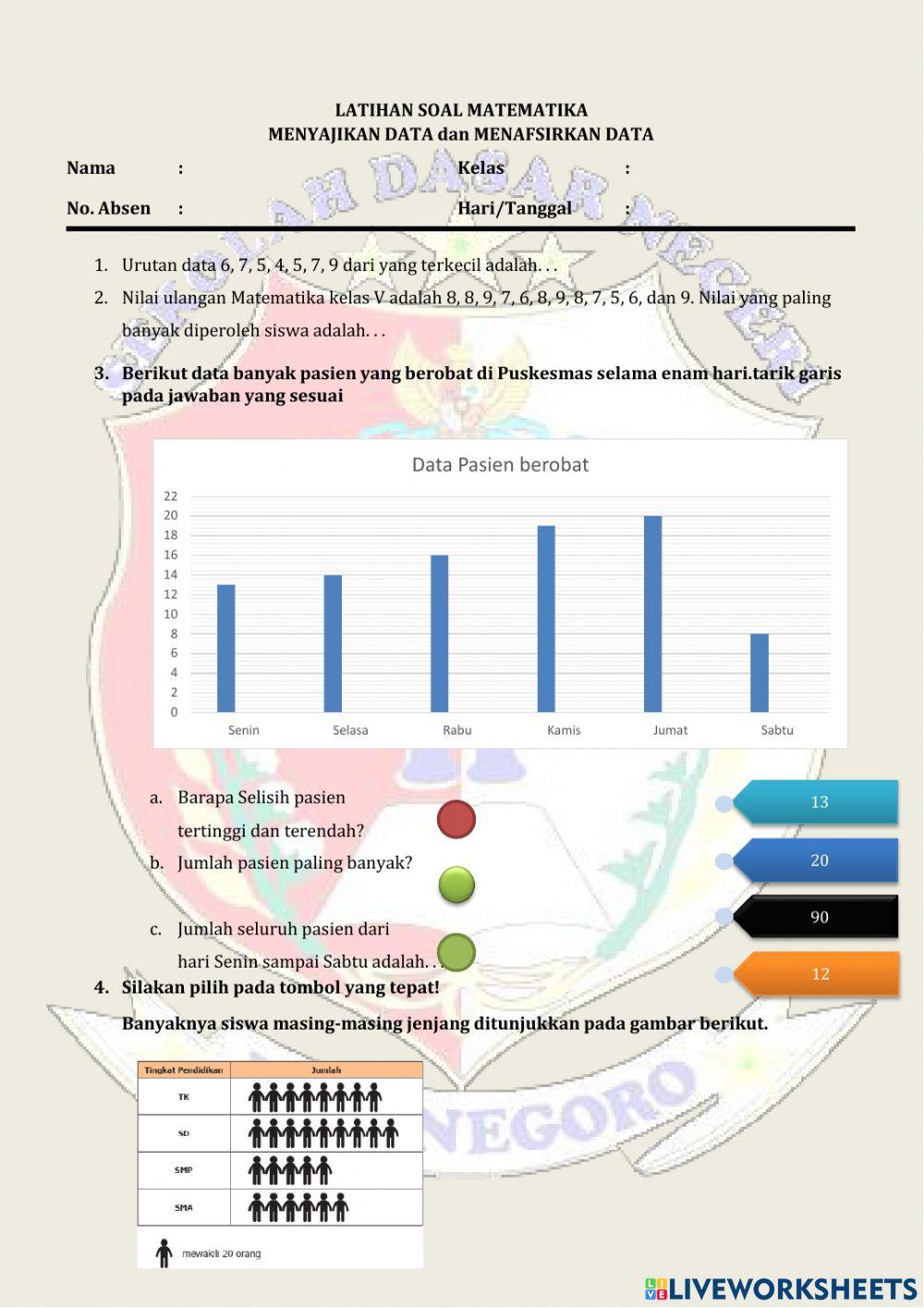 Tugas Mandiri MTK DATA worksheet | Live Worksheets