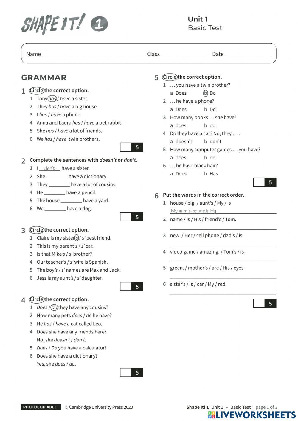 Shape it 1-Unit… | Free Interactive Worksheets | 7000378