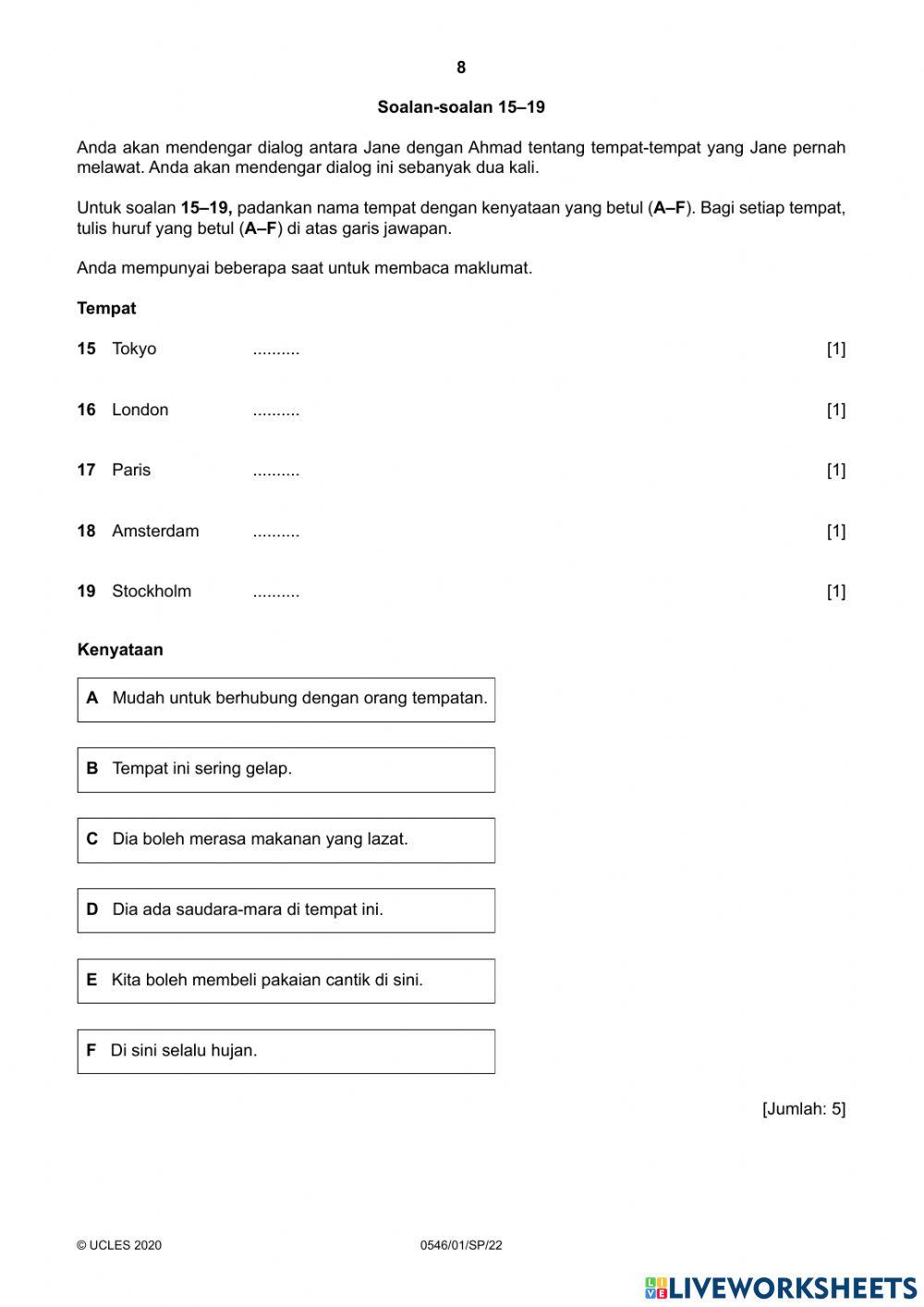 Malay Foreign Language Igcse Past Year Paper