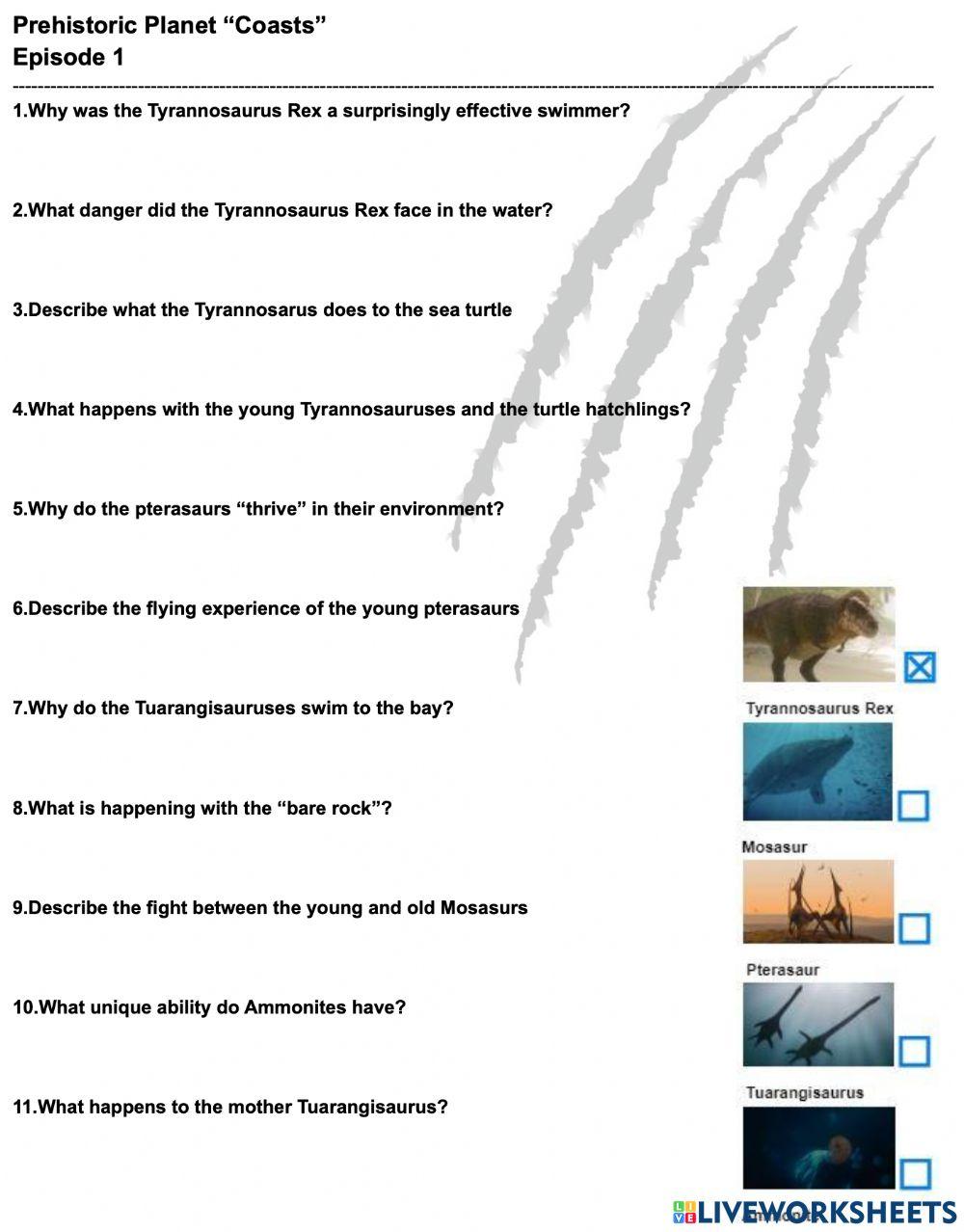 Prehistoric Pla… | Free Interactive Worksheets | 6997467