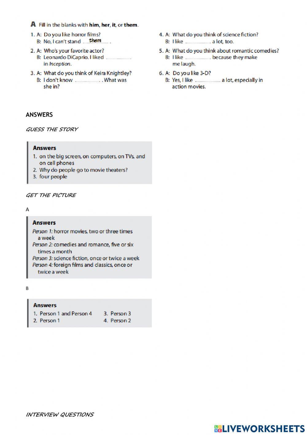 Interchange 1 v… | Free Interactive Worksheets | 7018293