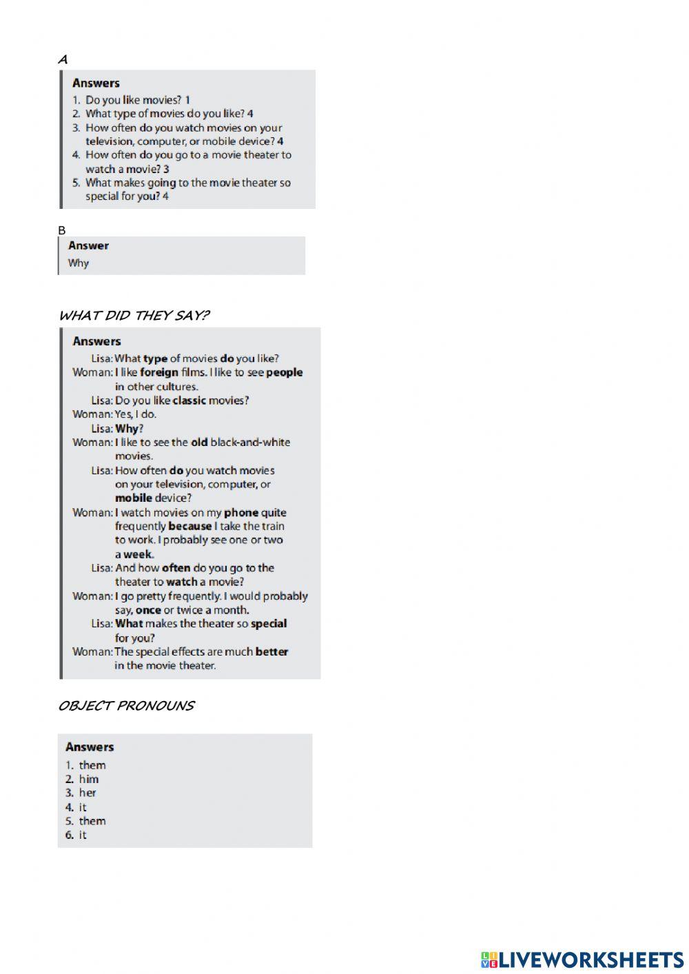 Interchange 1 v… | Free Interactive Worksheets | 7018293