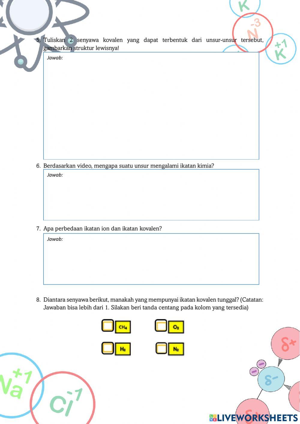 LKPD Ikatan Kimia | Ade_fitria | Live Worksheets