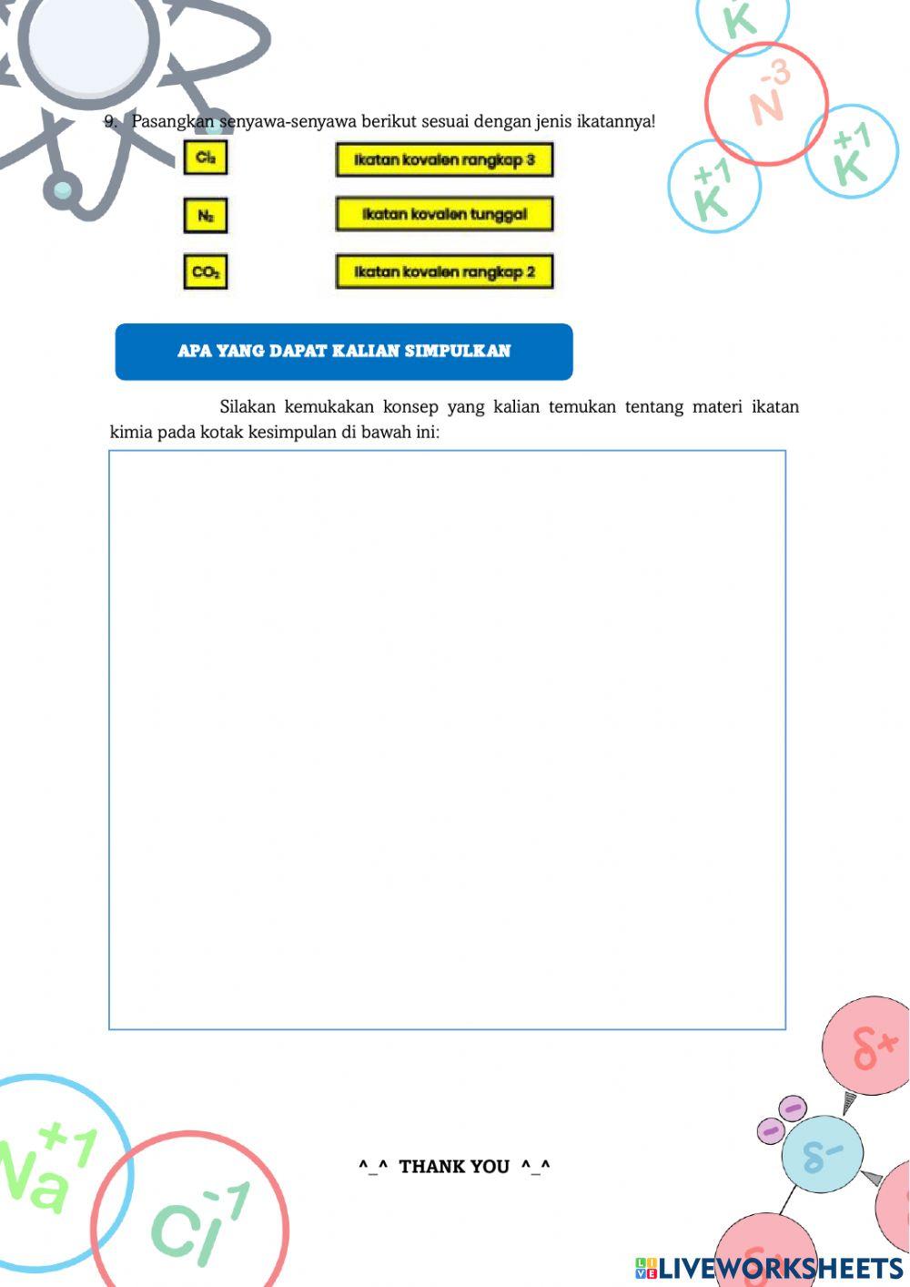 LKPD Ikatan Kimia | Ade_fitria | Live Worksheets