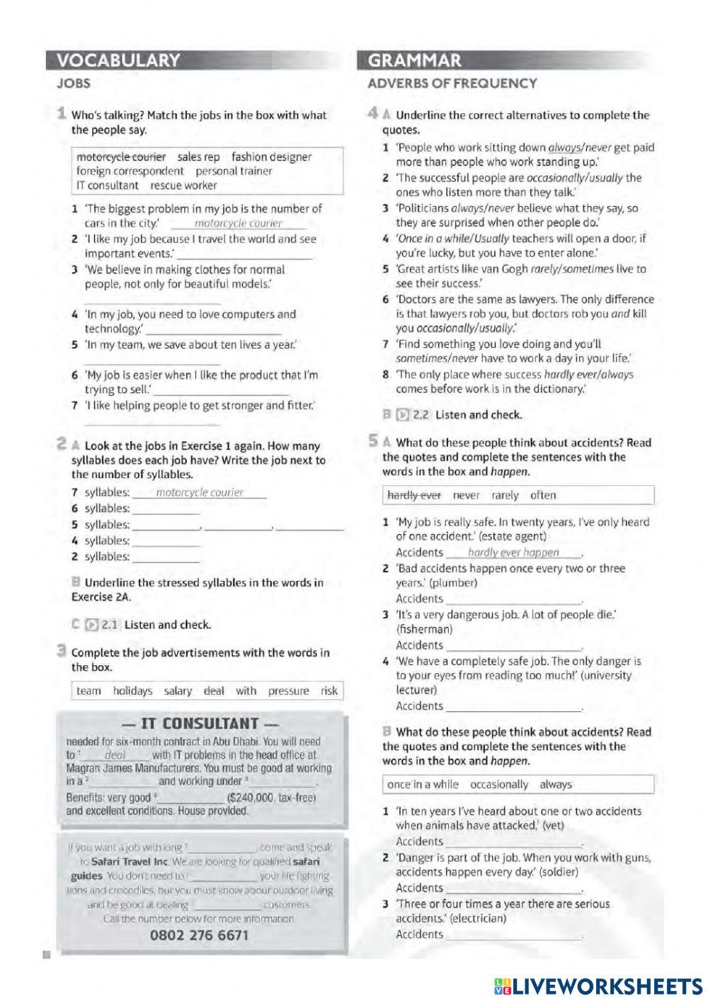 7045964 | Speak Out Pre-Intermediate - Workbook Units 1-3