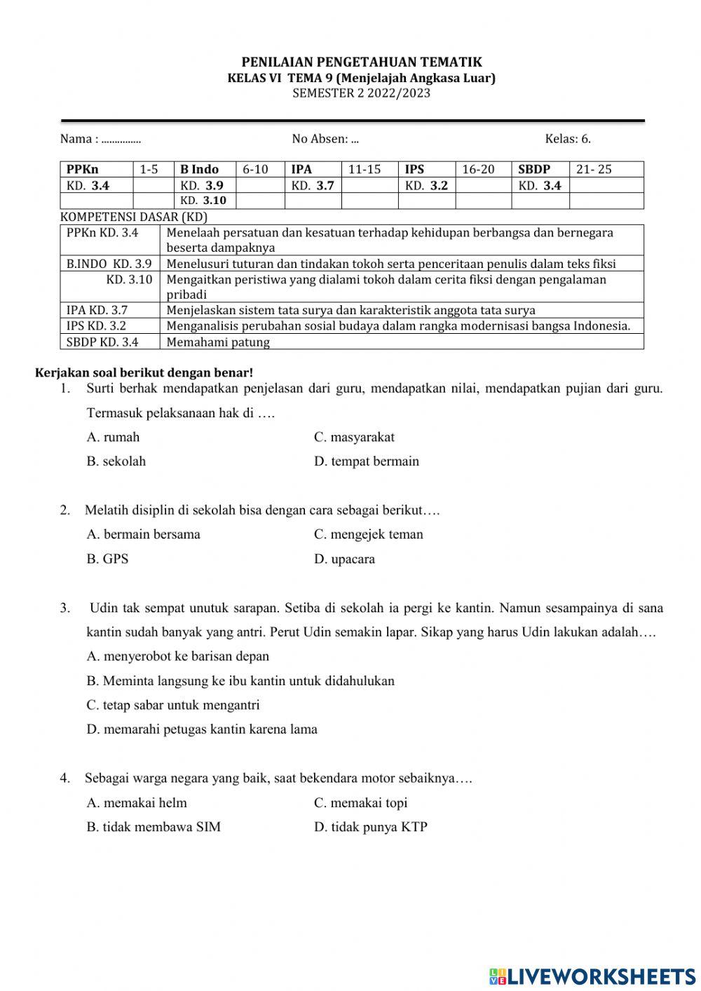 Tema 9 online worksheet for 6 | Live Worksheets