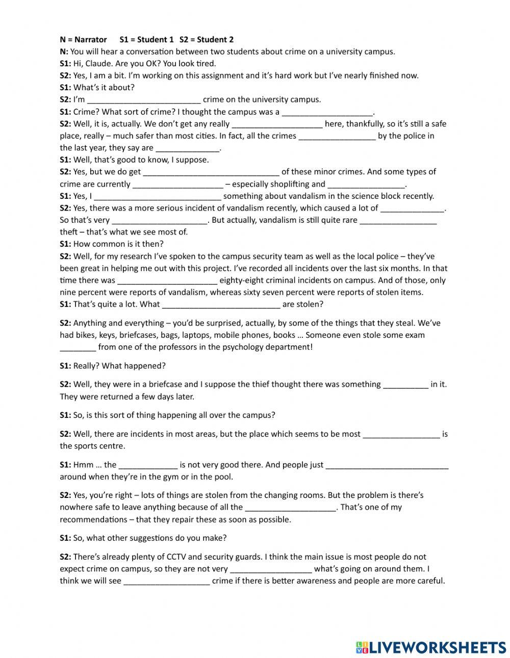 Listening script IS2 L6 online exercise for | Live Worksheets