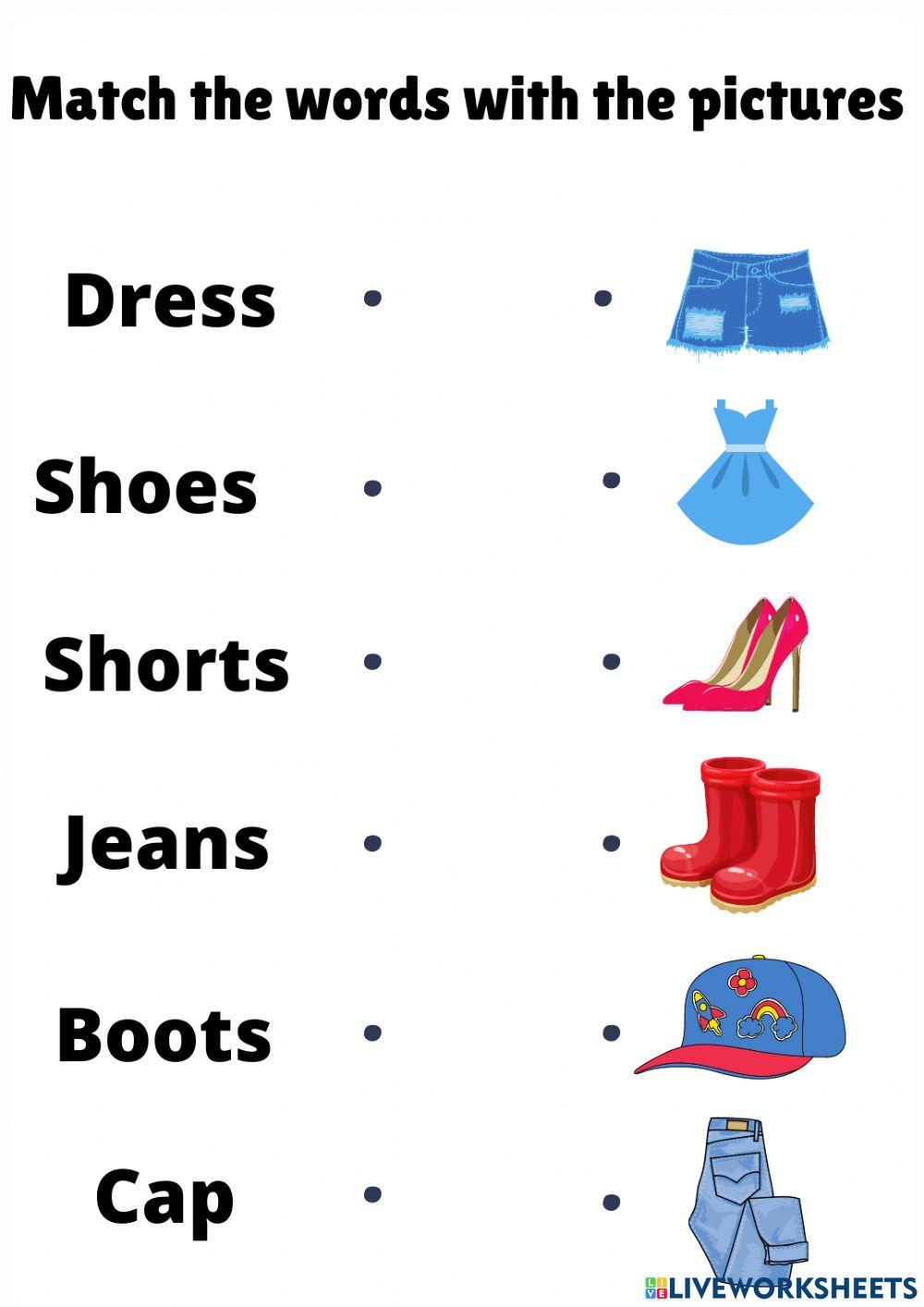 Clothes online exercise for Grade 2 | Live Worksheets